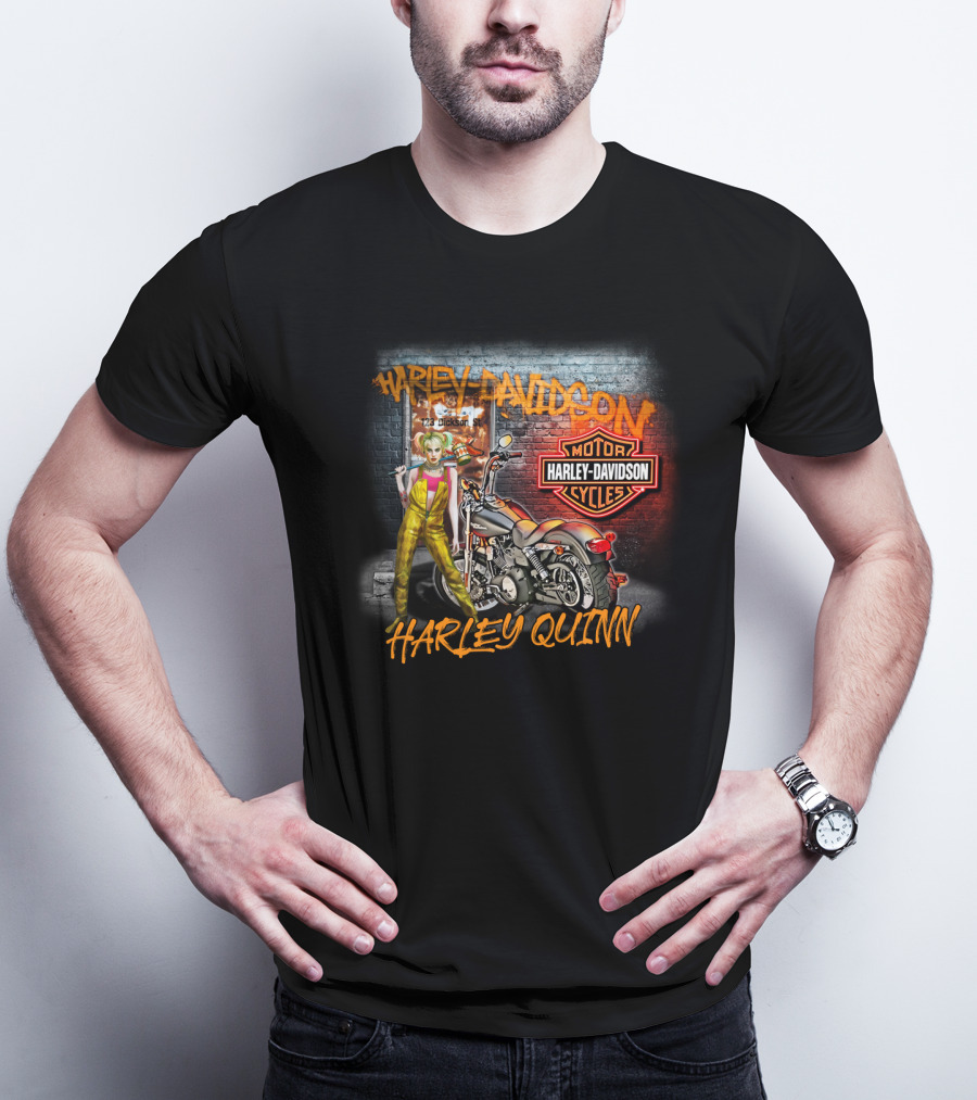 Harley Quinn Harley Davidson Motor Cycles Street Scene T-Shirt