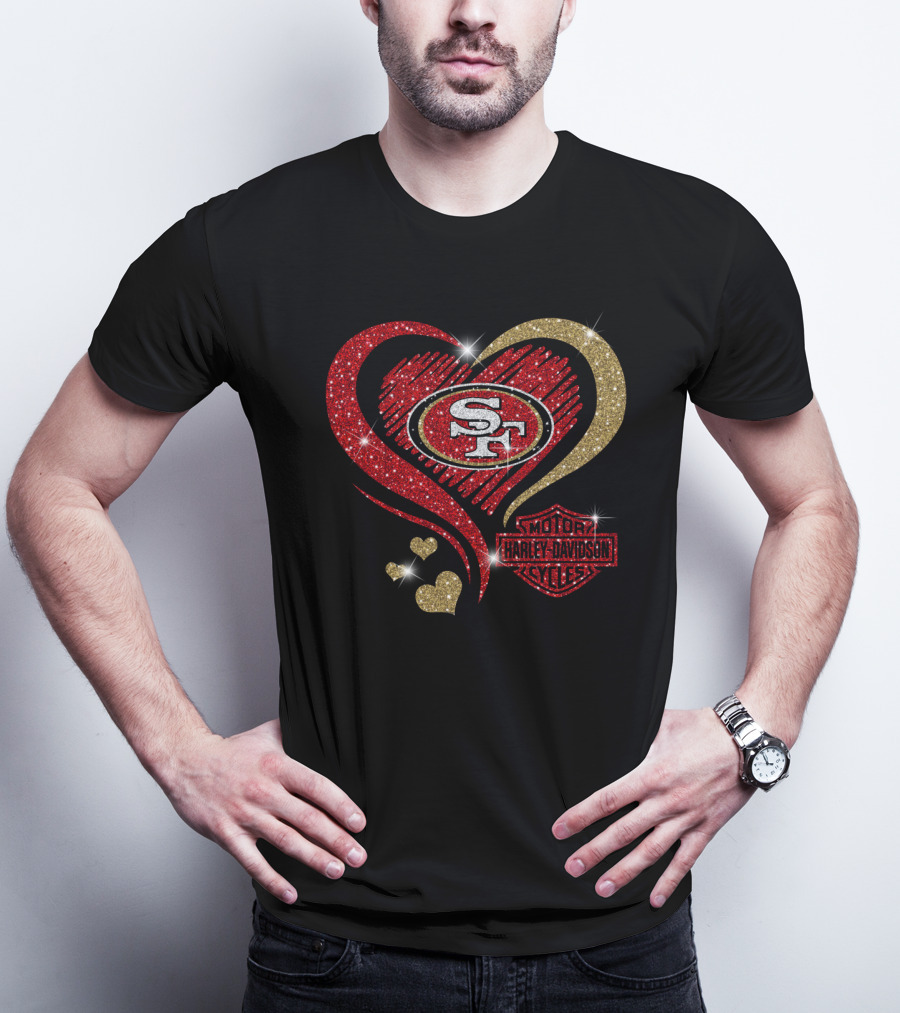 San Francisco 49ers Harley Davidson Heart T-Shirt