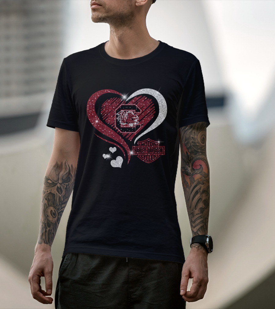 Ll Ncaa South Carolina Gamecocks Heart Harley Davidson Styles T-Shirt