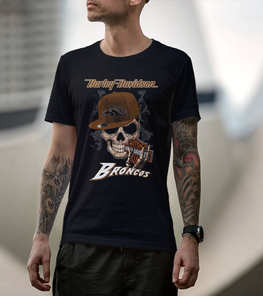 Harley Davidson Western Michigan Broncos Skull T-Shirt