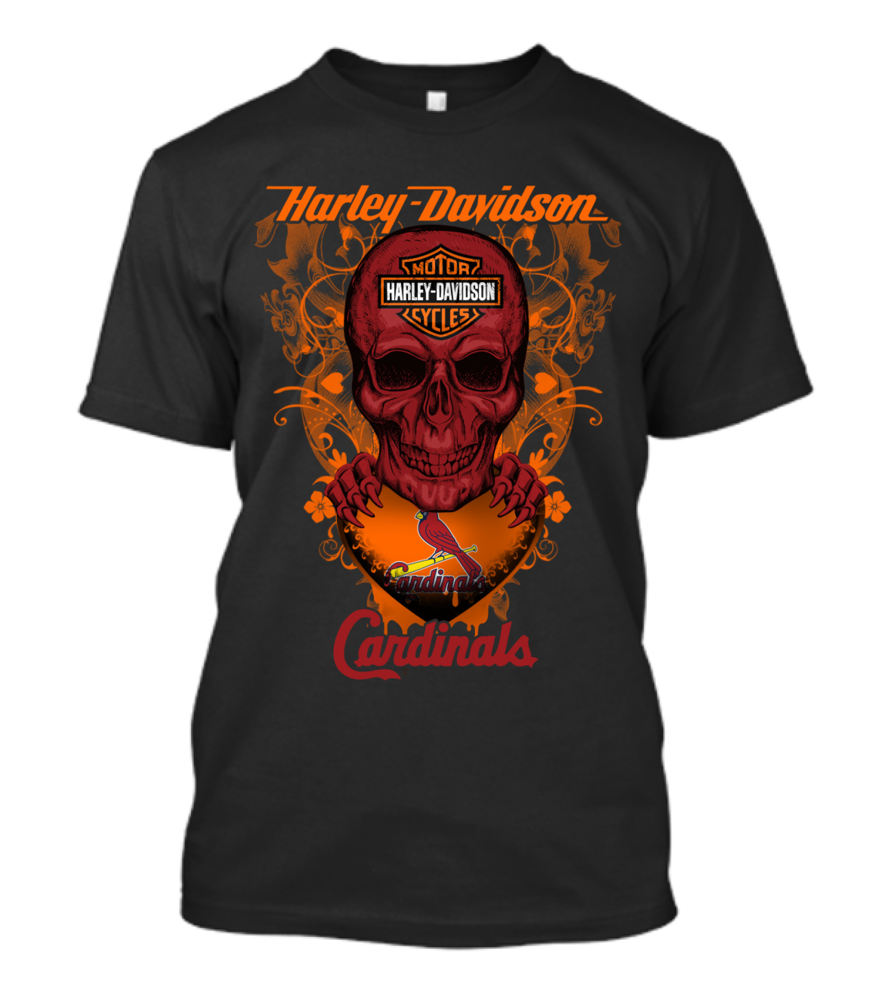 Harley Davidson Motor Cycles St Louis Cardinals Skull T-Shirt