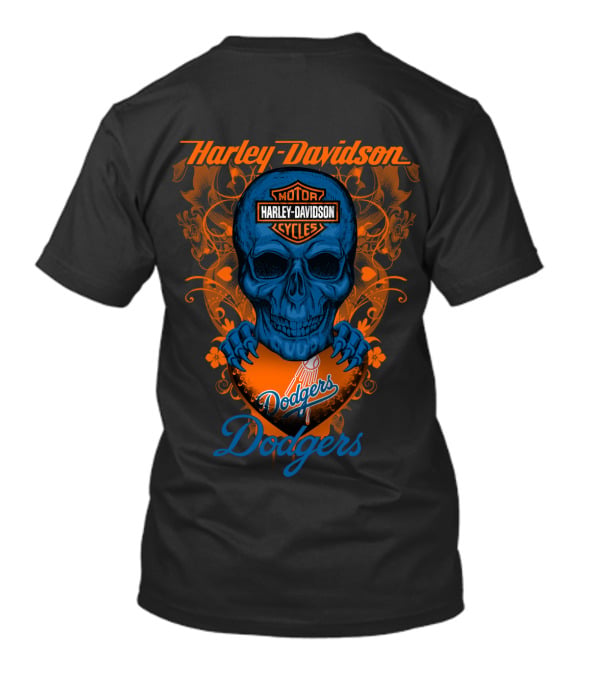 Harley Davidson Motor Cycles Skull Dodgers Los Angeles Dodgers T-Shirt