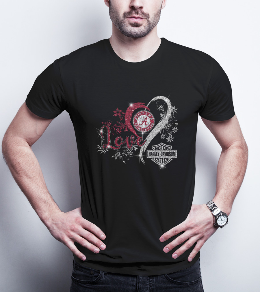 Love Alabama Crimson Tide Harley Davidson Motorcycles T-Shirt
