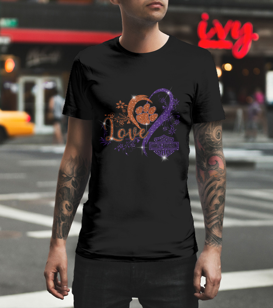 Love Clemson Tigers Harley Davidson Motorcycles T-Shirt