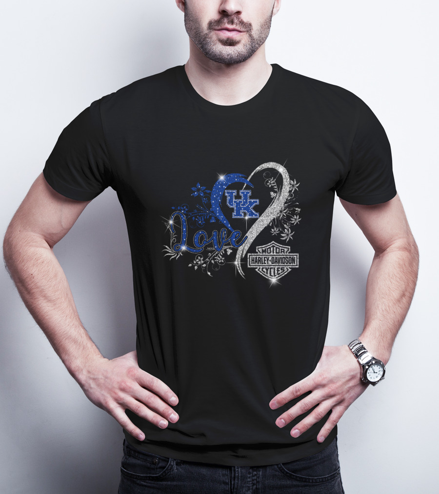 Love Uk Kentucky Wildcats Harley Davidson Motor Cycles T-Shirt