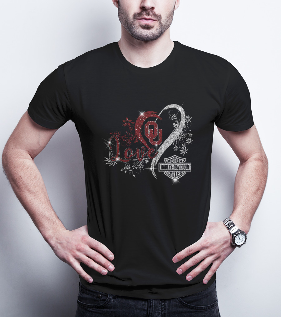 Love Ou Oklahoma Sooners Harley Davidson Motor Cycles T-Shirt