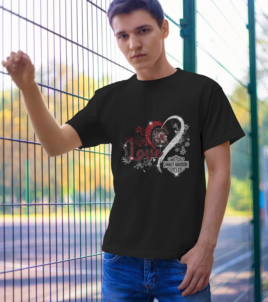 Love South Carolina Gamecocks Harley Davidson Cycles T-Shirt