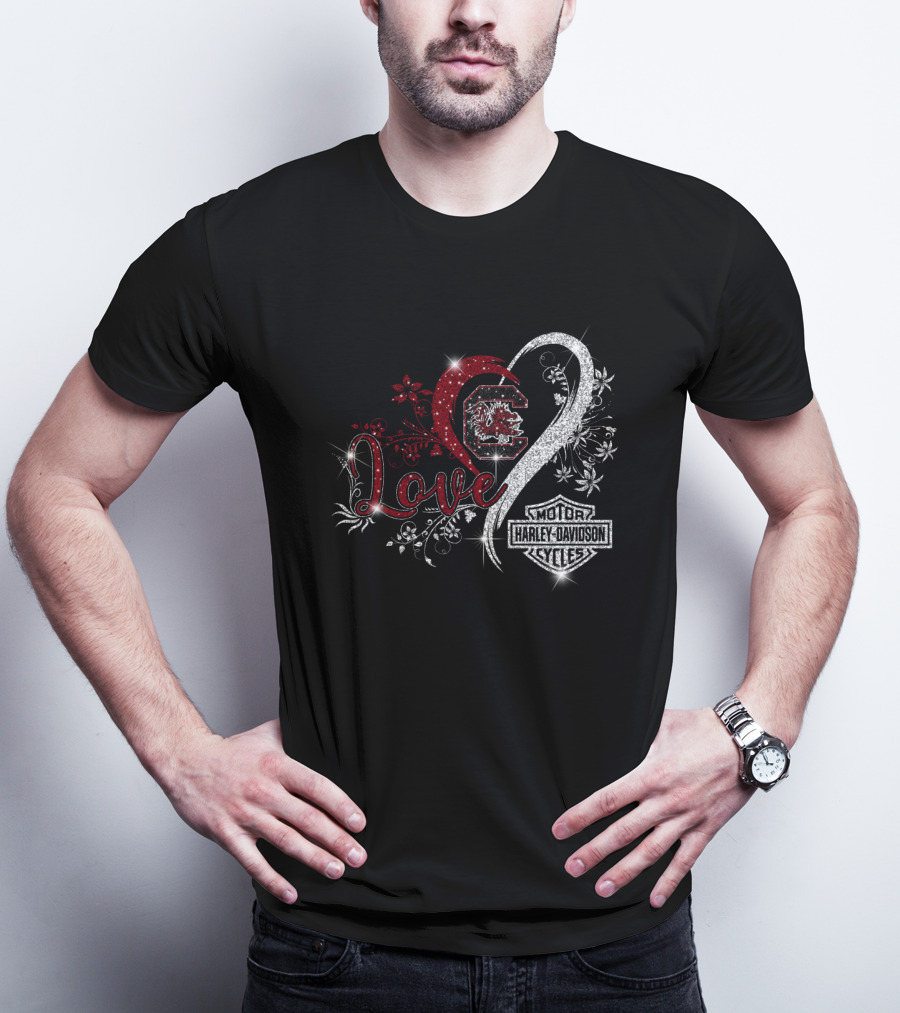 Love South Carolina Gamecocks Harley Davidson Cycles T-Shirt