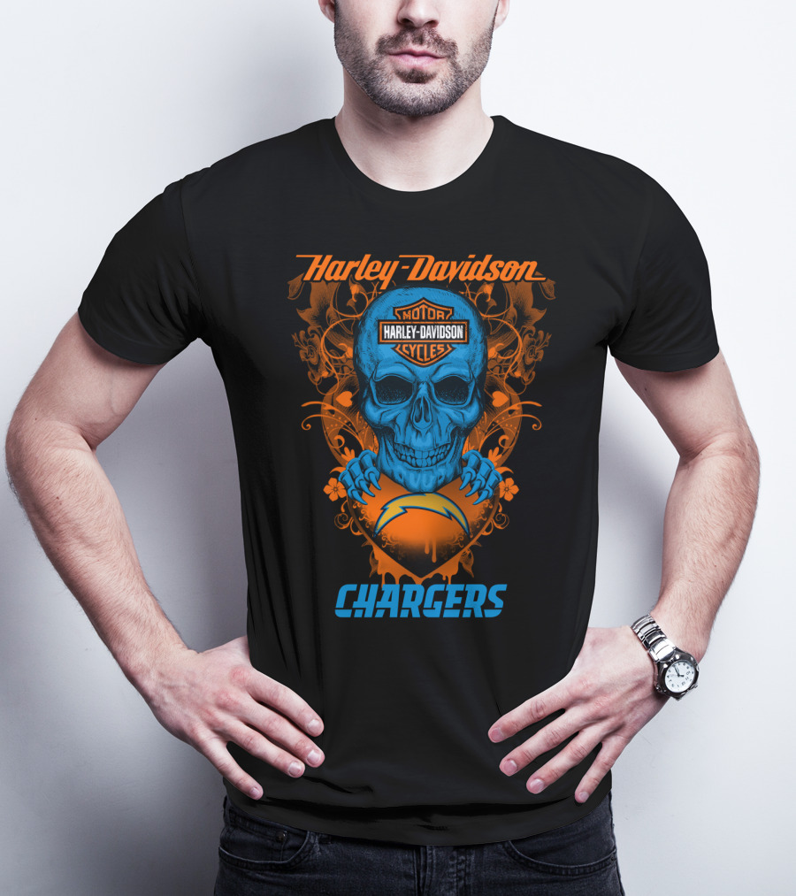 Harley Davidson Los Angeles Chargers Skull T-Shirt