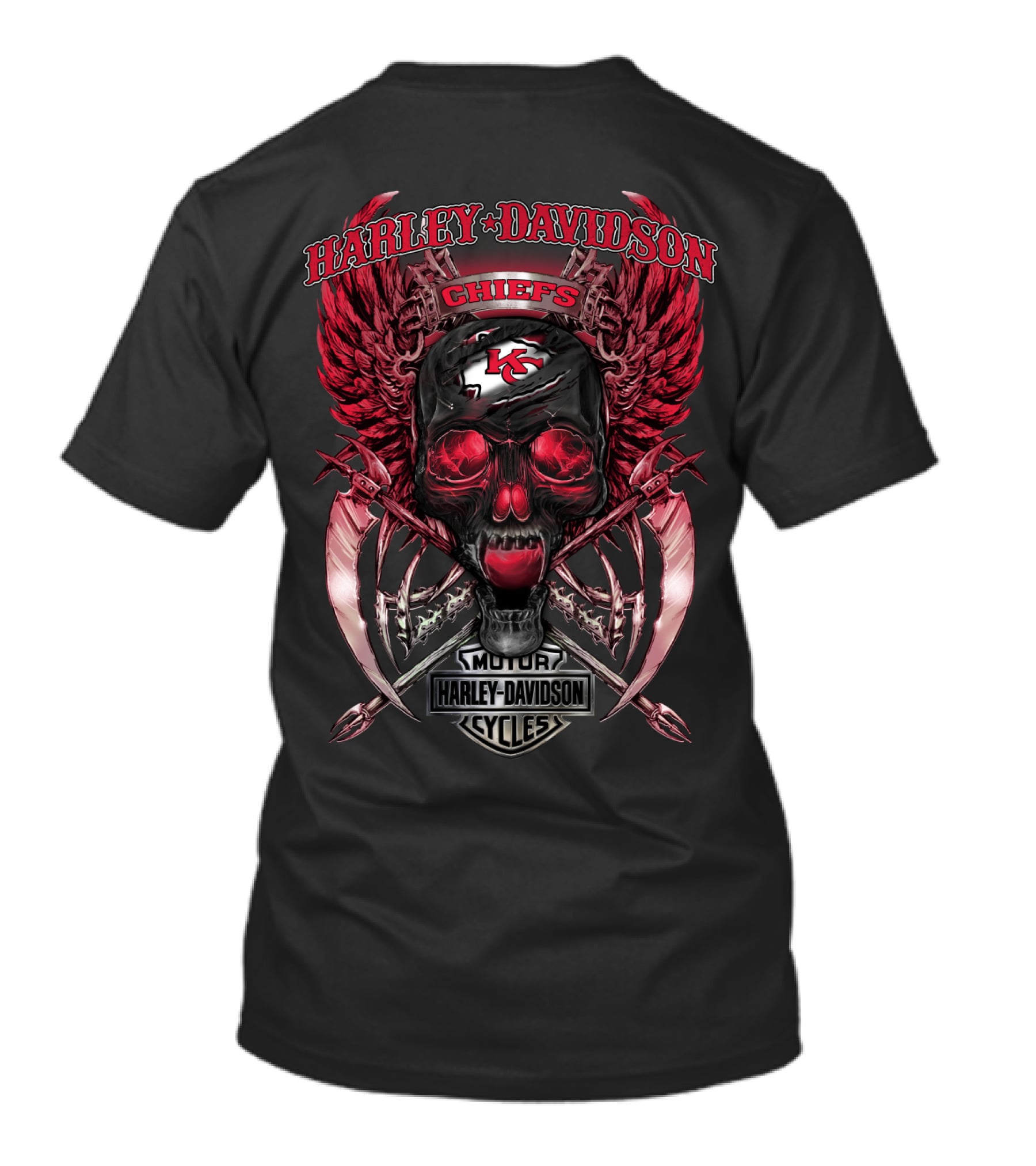 Harley Davidson Kansas City Chiefs Skull Motorcycle Cycles T-Shirt