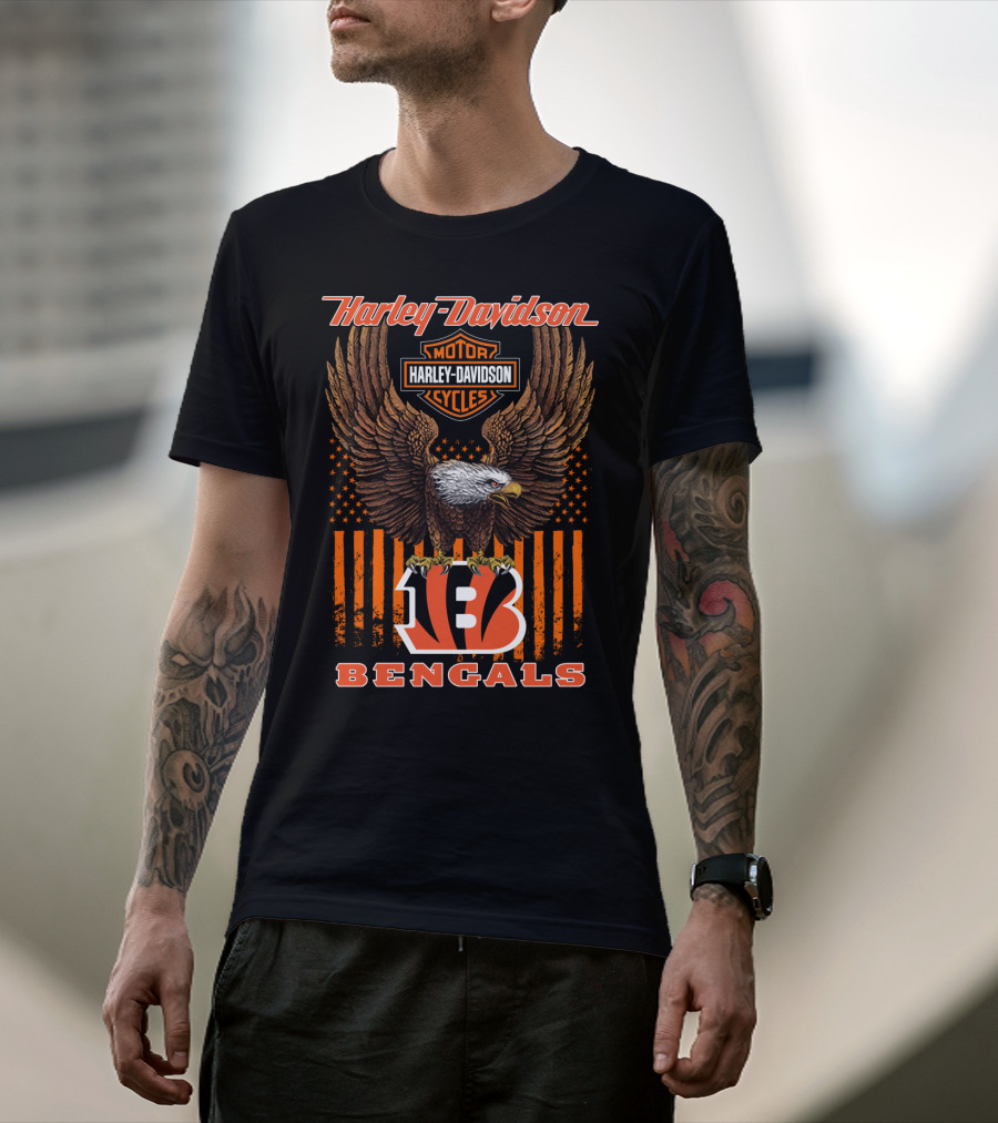 Harley Davidson Motor Cycles Eagle B Bengals T-Shirt