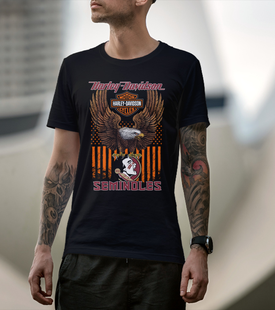 Harley Davidson Motor Cycles Eagle Seminoles Florida State T-Shirt