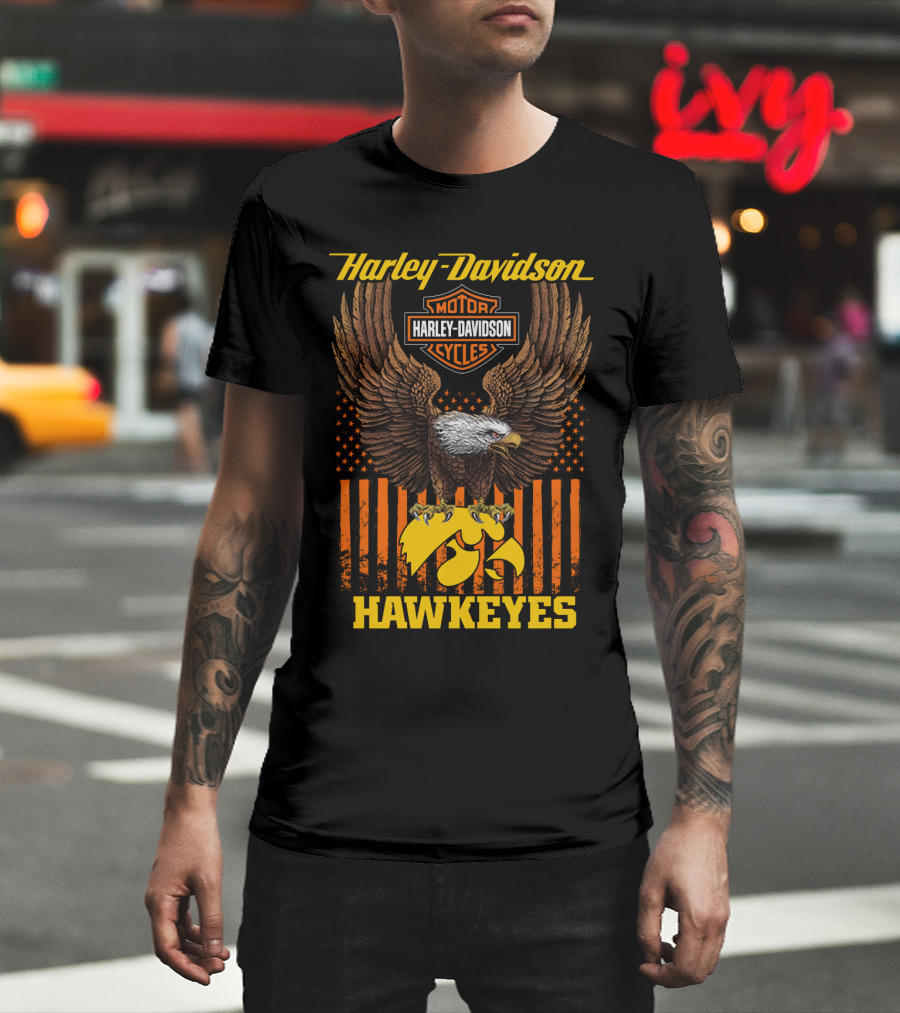 Harley Davidson Motor Cycles Eagle Iowa Hawkeyes T-Shirt