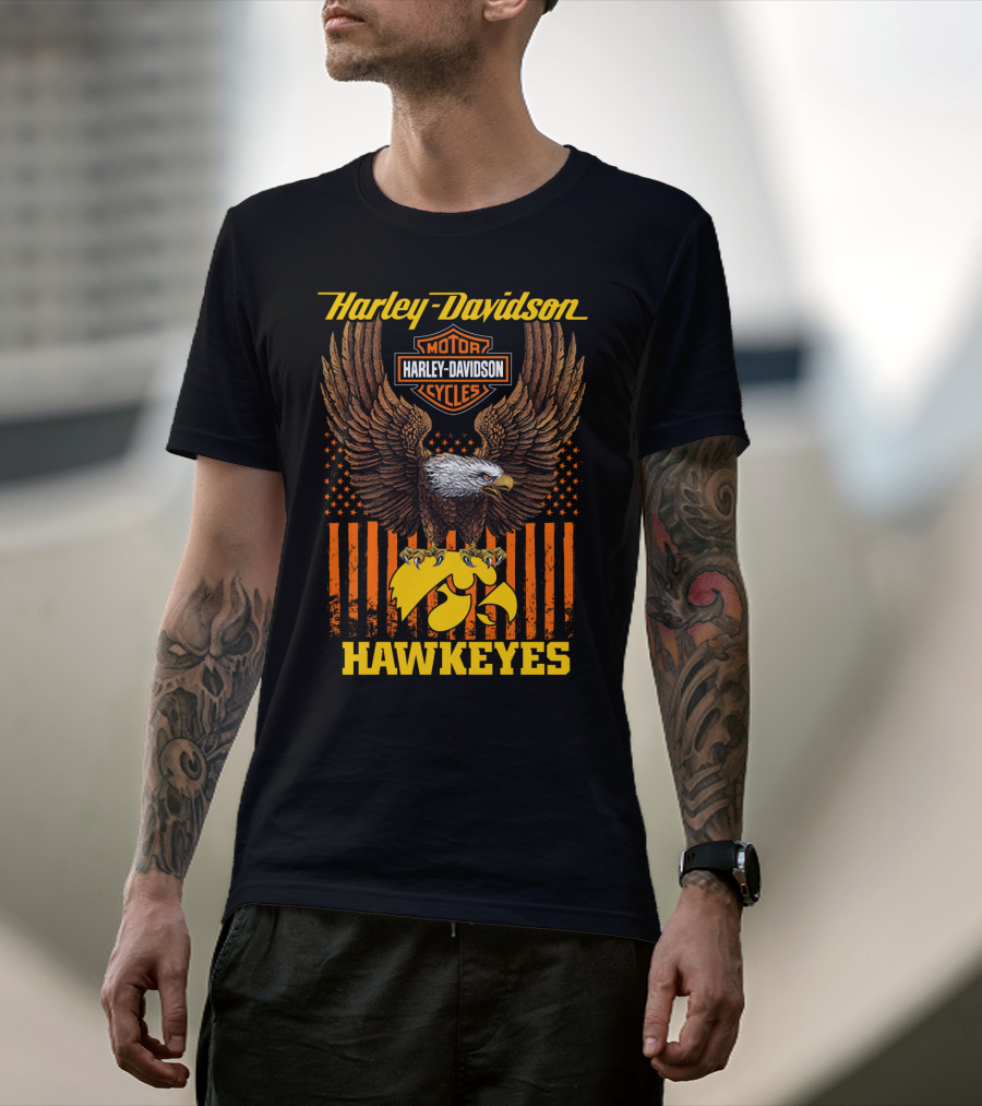 Harley Davidson Motor Cycles Eagle Iowa Hawkeyes T-Shirt