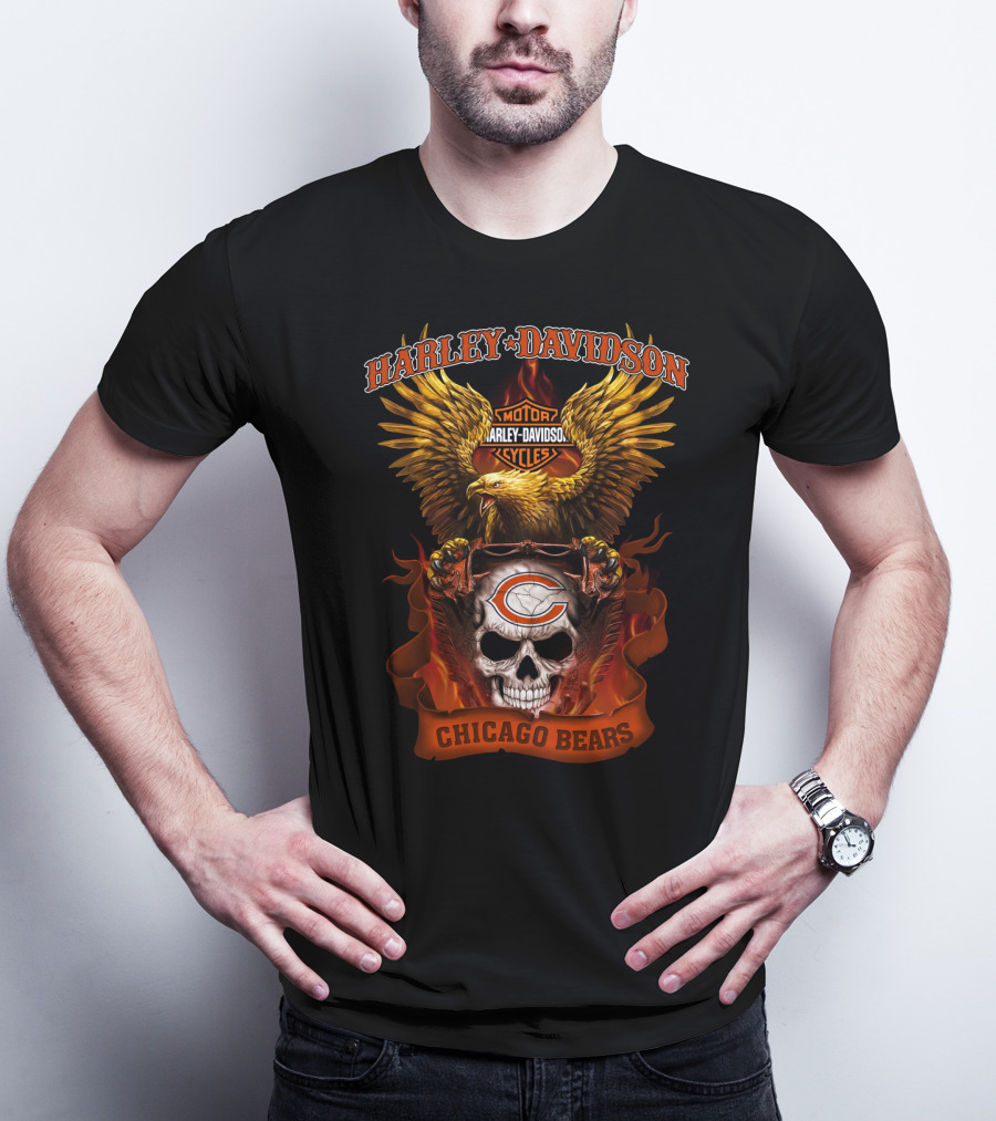 Harley Davidson Motor Cycles Chicago Bears T-Shirt