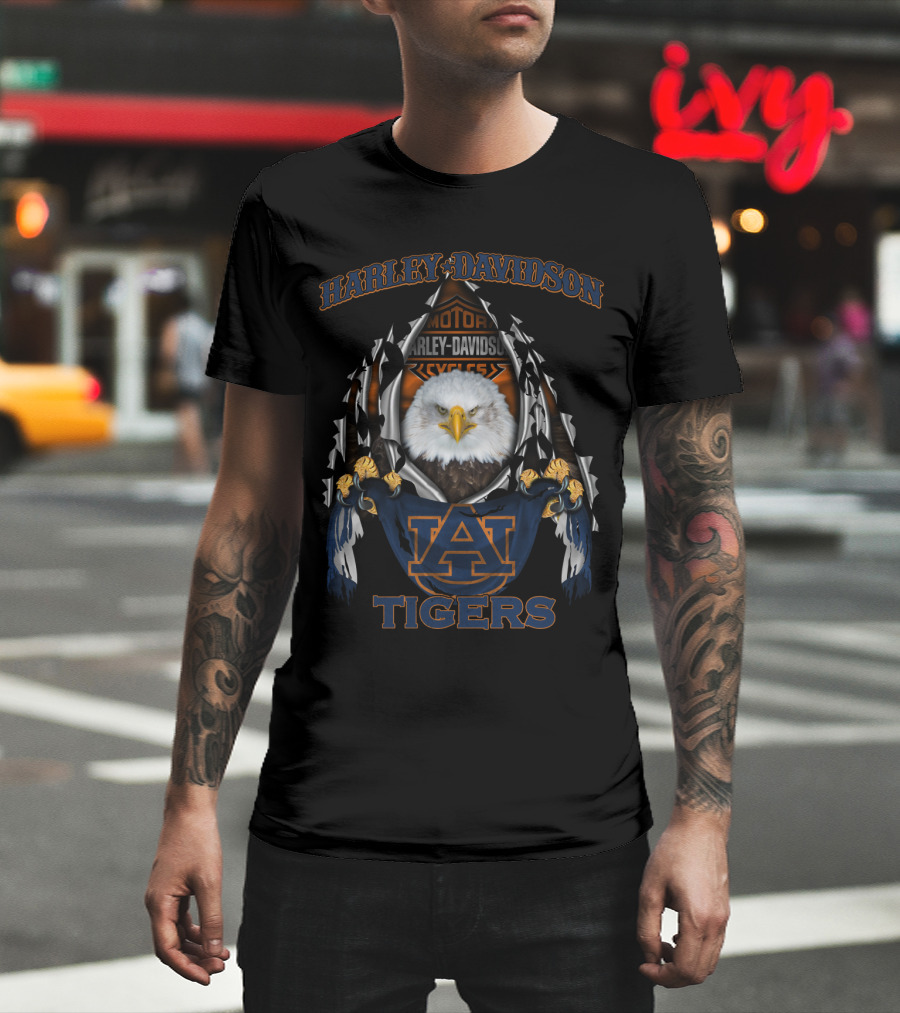 Harley Davidson Auburn Tigers Eagle Motorcycles T-Shirt