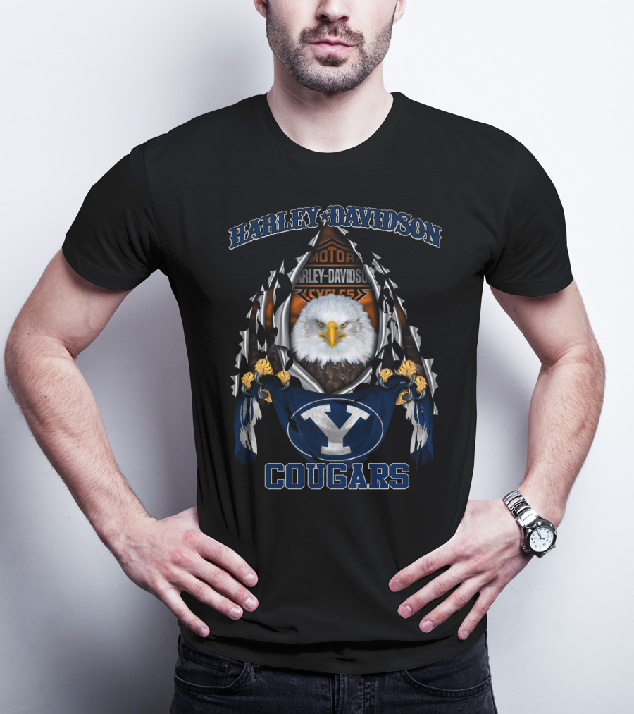 Harley Davidson Motor Cycles Eagle Y Cougars T-Shirt