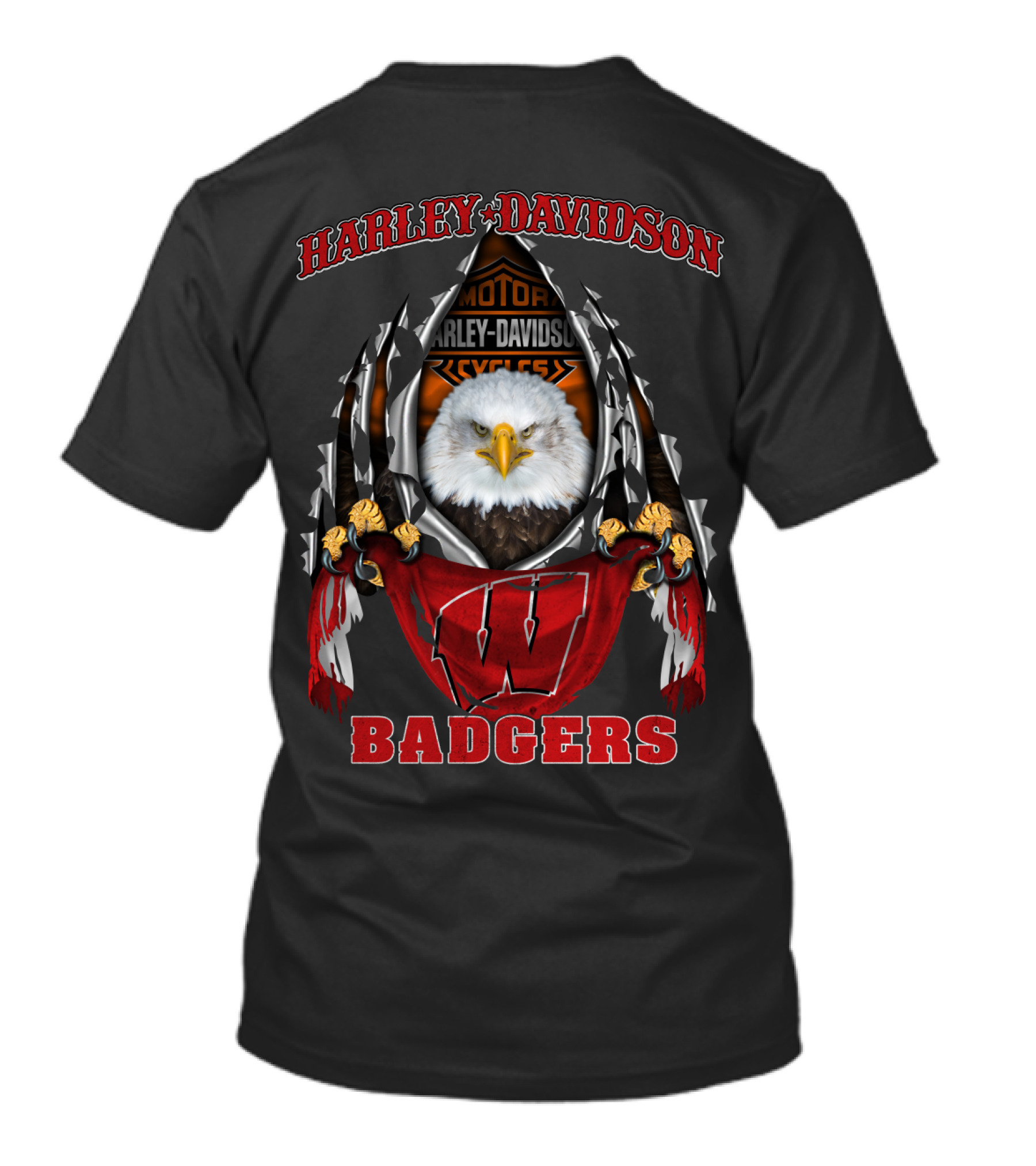 Harley Davidson Motorcycles Wisconsin Badgers Eagle T-Shirt