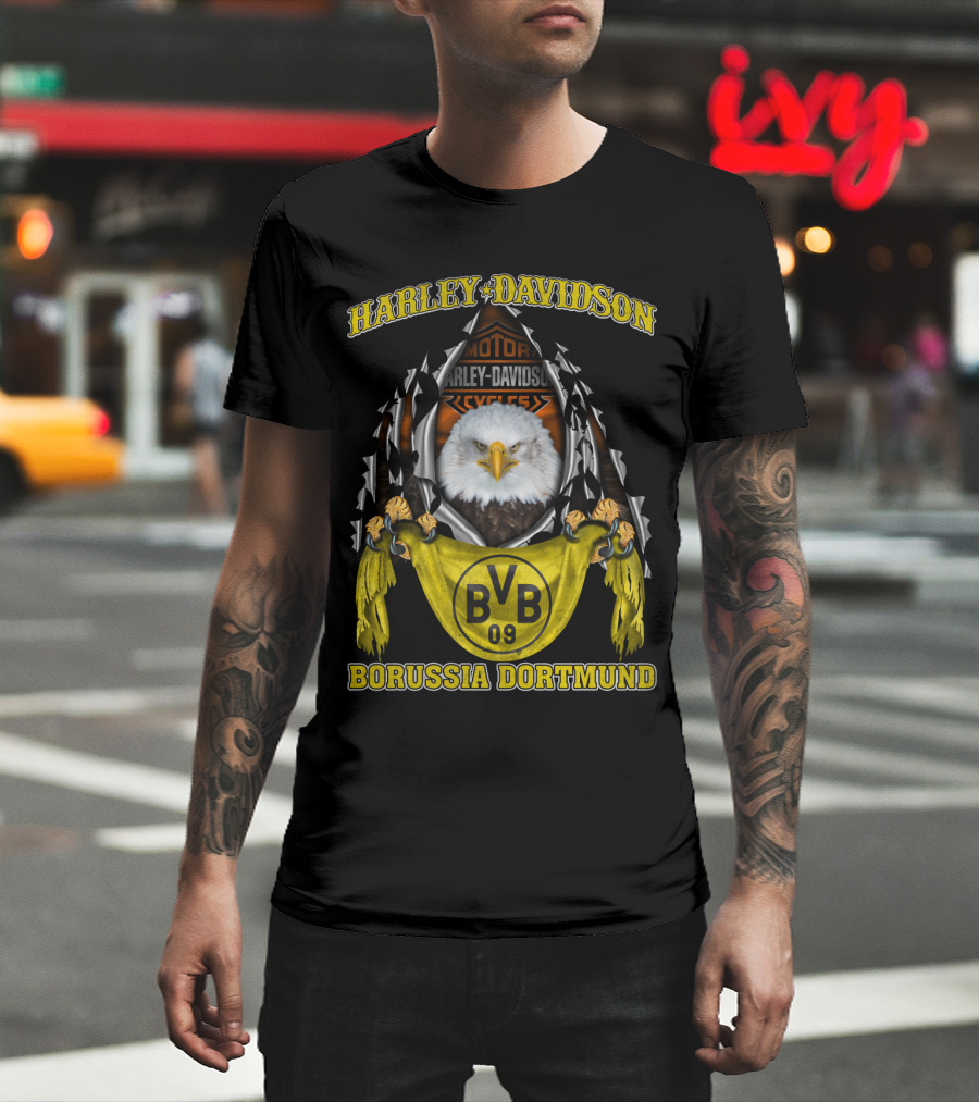 Harley Davidson Bvb 09 Borussia Dortmund Eagle Motor Cycles T-Shirt