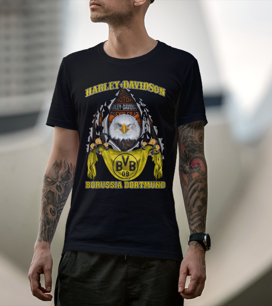 Harley Davidson Bvb 09 Borussia Dortmund Eagle Motor Cycles T-Shirt