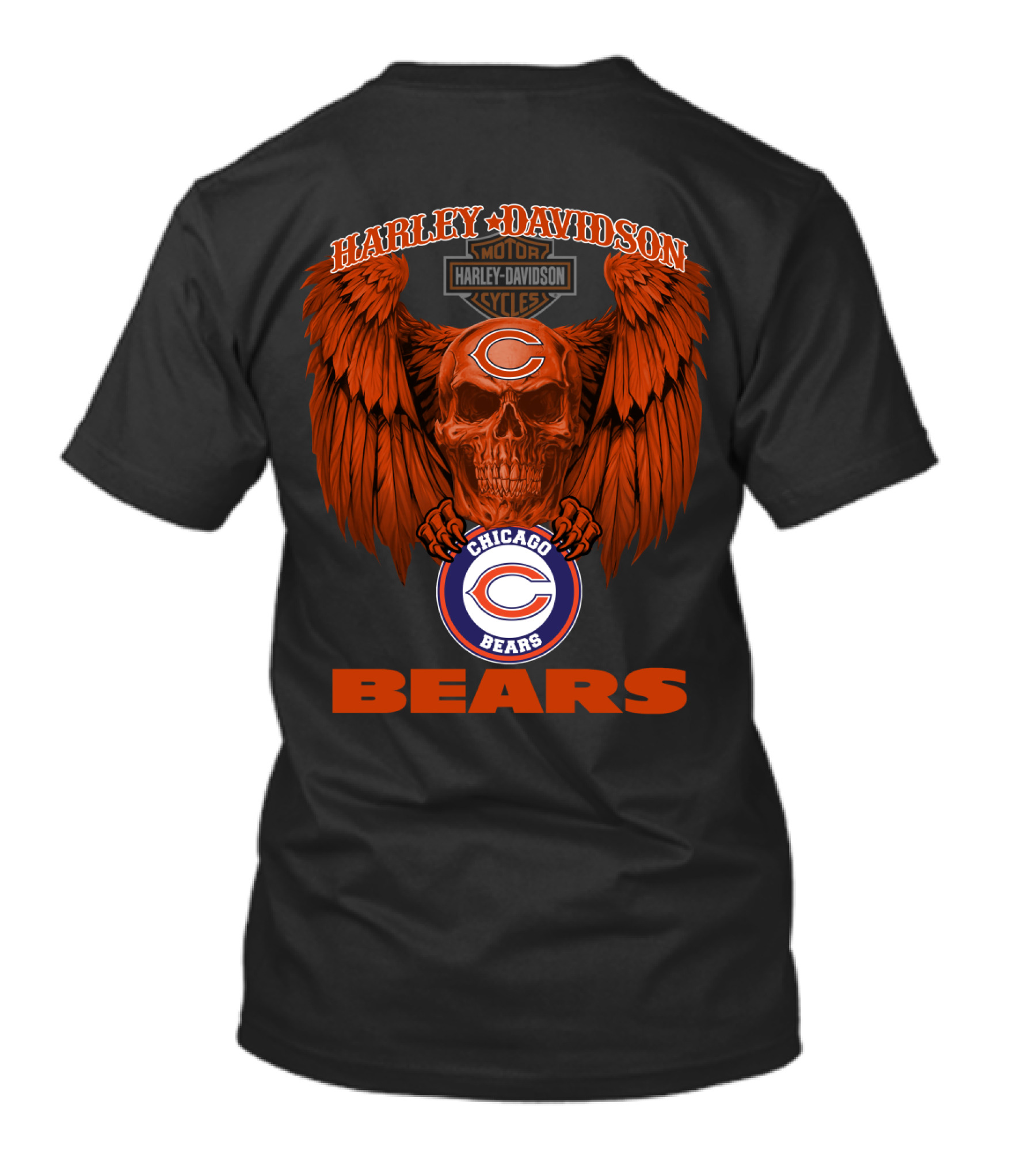 Harley Davidson Chicago Bears Skull Wing T-Shirt