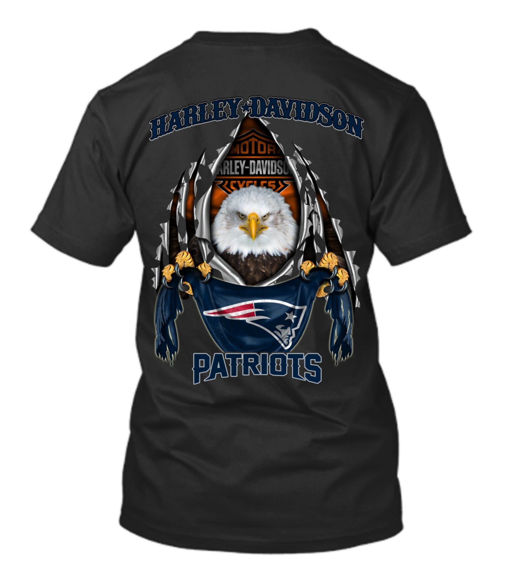 Harley Davidson Motorcycles Bald Eagle New England Patriots T-Shirt