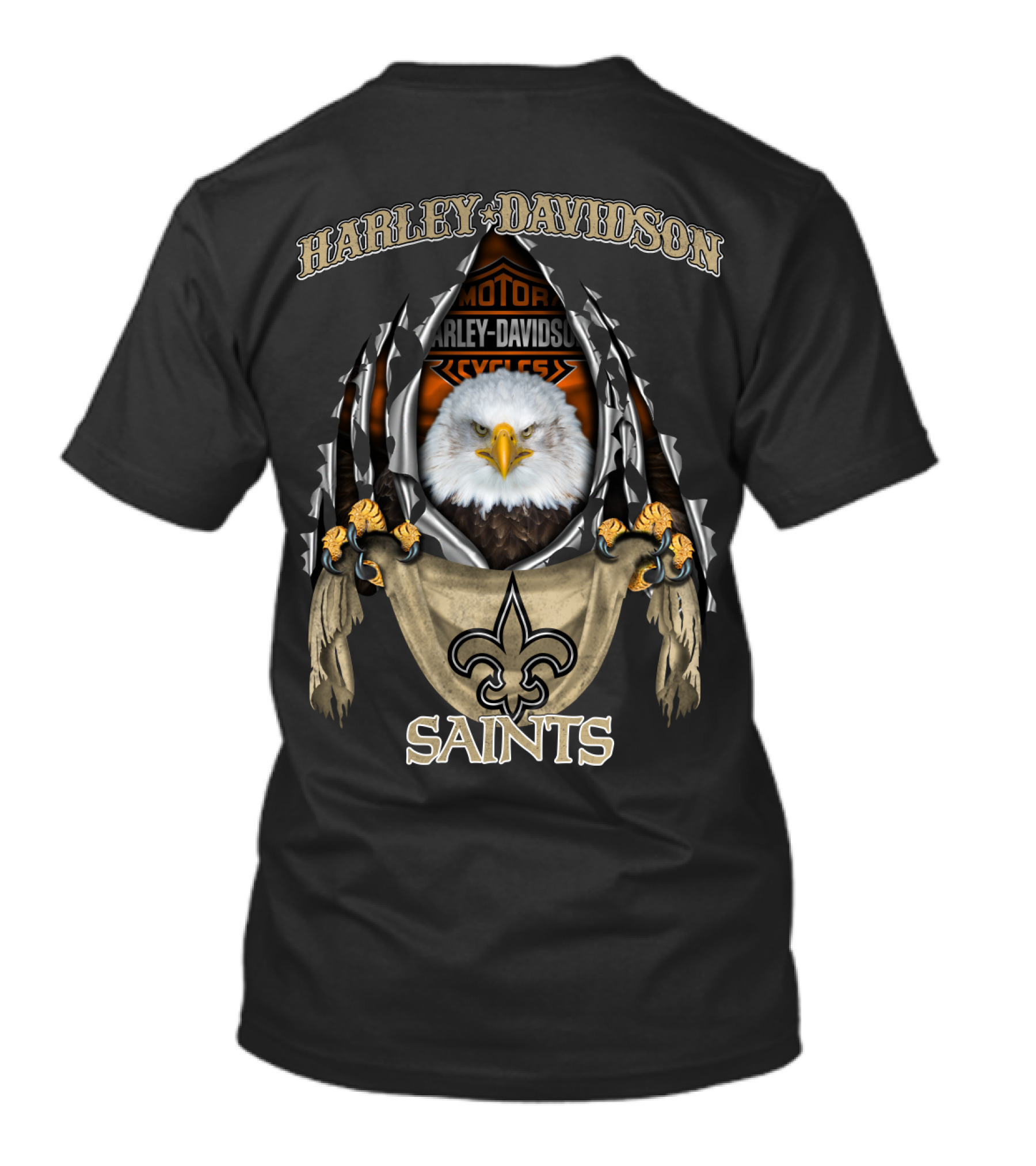 Harley Davidson Motorcycles Eagles Saints Fleur-De-Lis T-Shirt