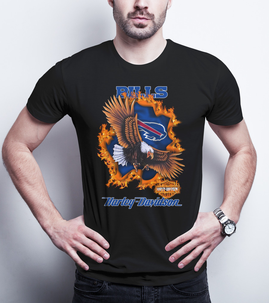 Bills Harley Davidson Buffalo Bills Eagle Flames T-Shirt