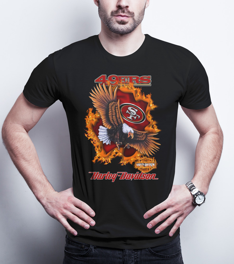 49ers Sf Harley Davidson Eagle Flame T-Shirt