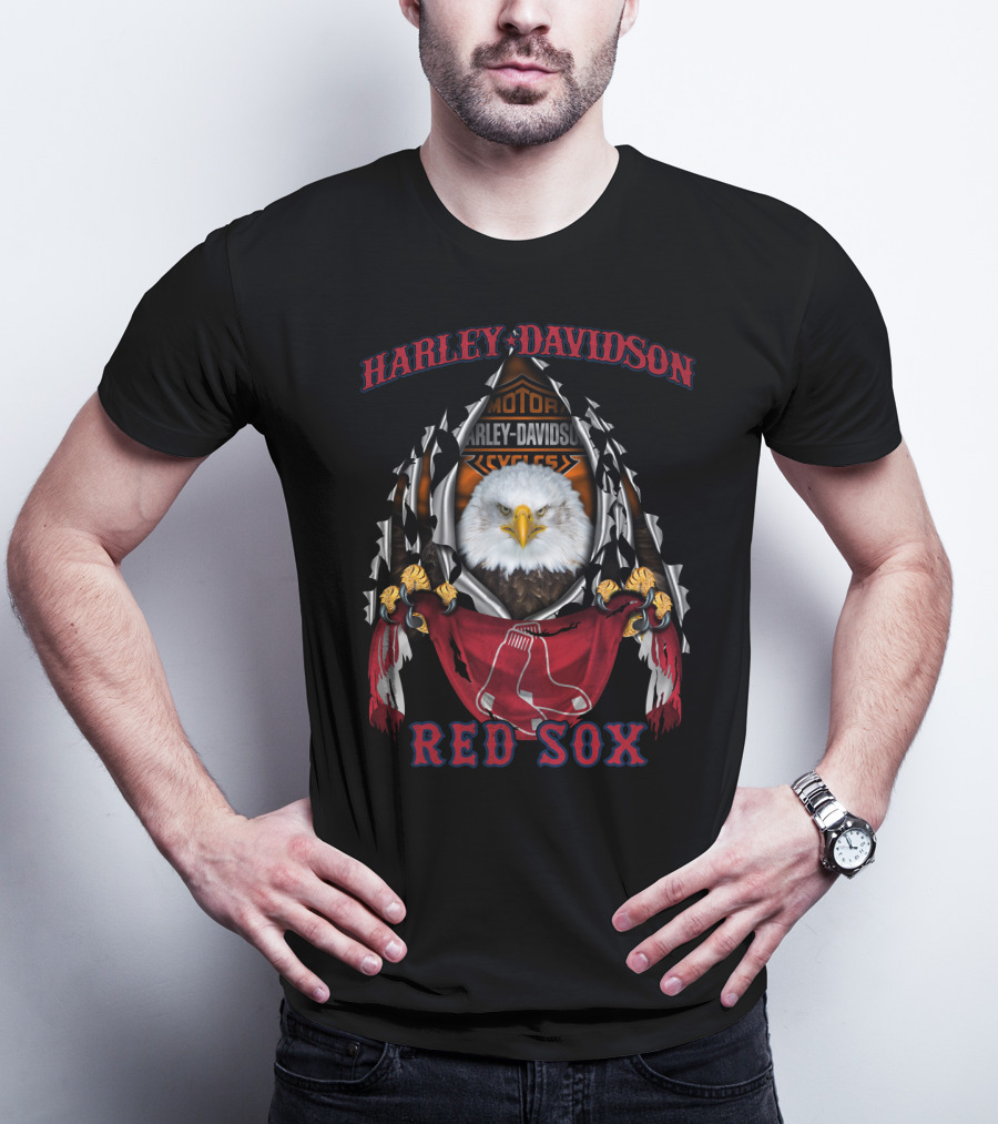 Harley Davidson Motorcycles Eagle Boston Red Sox T-Shirt