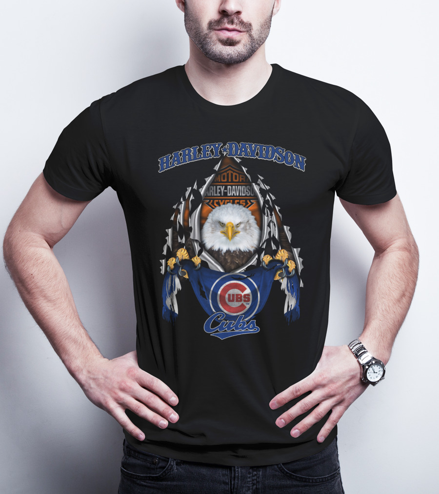 Harley Davidson Motor Eagles Cubs Chicago T-Shirt