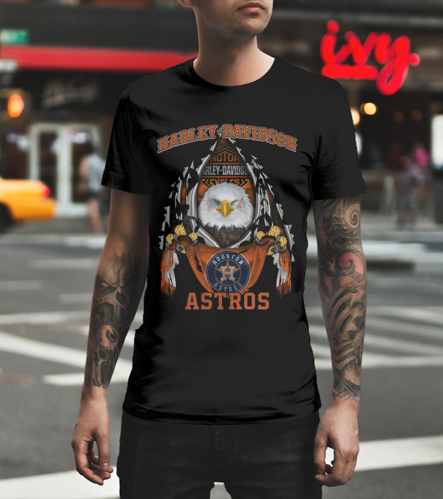 Harley Davidson Motor Cycles Houston Astros Eagle T-Shirt