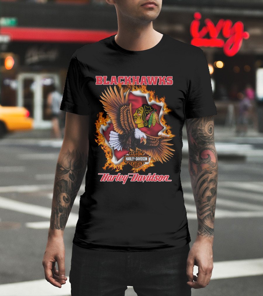 Blackhawks Harley Davidson Cycles Eagle T-Shirt