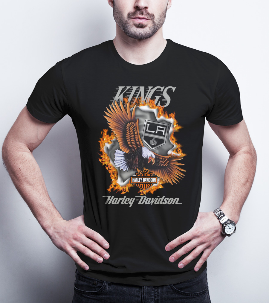 Harley Davidson Los Angeles Kings Nhl Eagle Flame T-Shirt