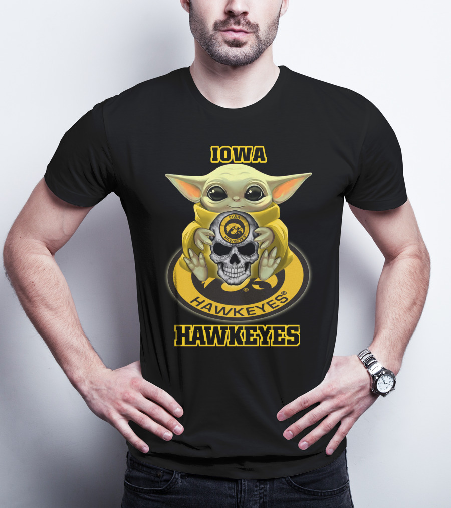 Iowa Hawkeyes Yd1404 Baby Alien With Skull T-Shirt