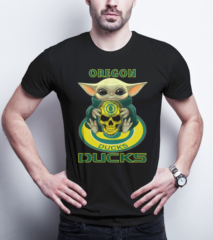 Oregon Ducks Baby Alien Holding Skull T-Shirt