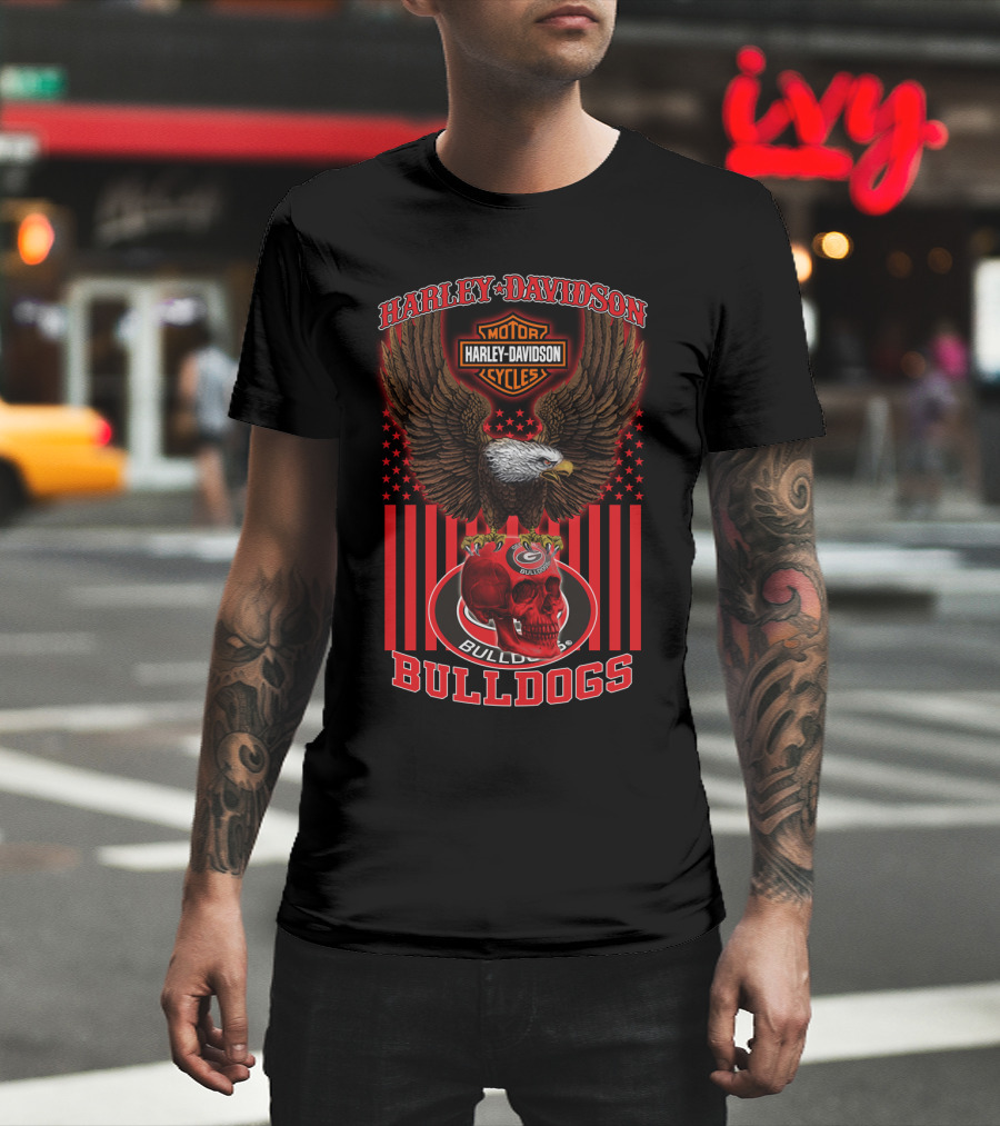 Harley Davidson Motor Cycles Bulldogs Georgia T-Shirt