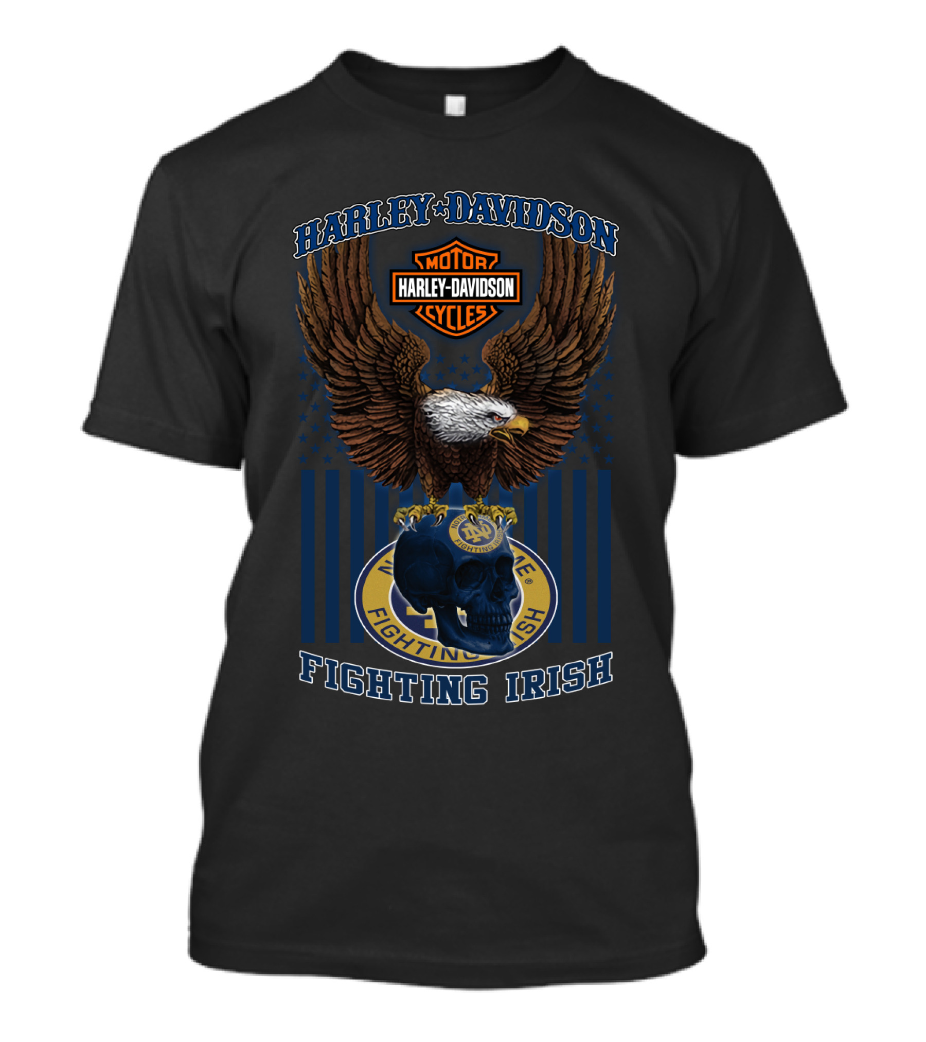Harley Davidson Motor Cycles Eagle Notre Dame Fighting Irish T-Shirt