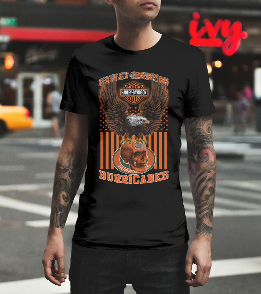 Harley Davidson Motor Cycles Eagle Miami Hurricanes T-Shirt