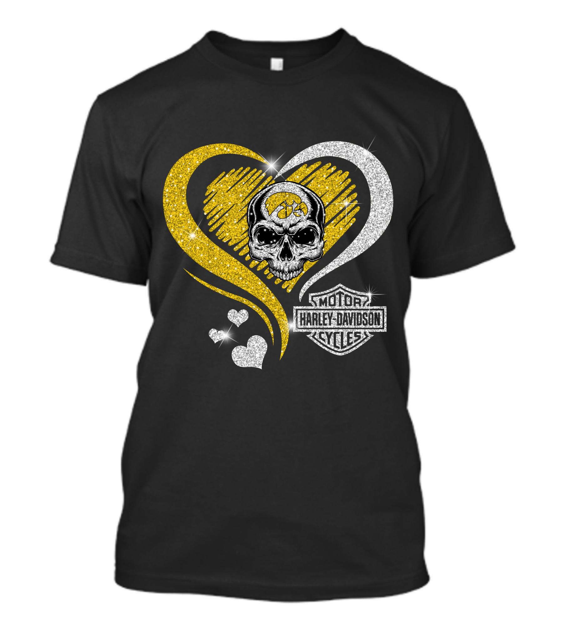 Ncaa Iowa Hawkeyes Skull Heart Harley Davidson T-Shirt
