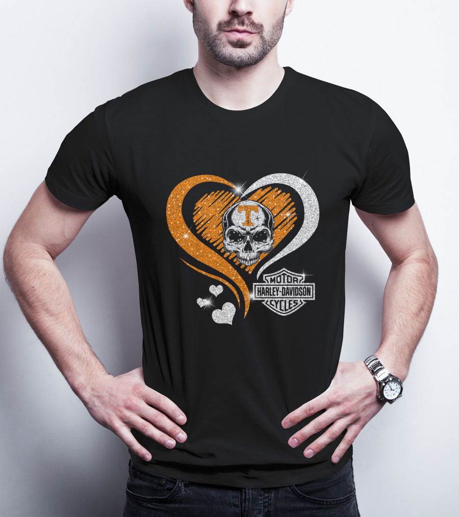 Tennessee Volunteers Skull Heart Harley Davidson T-Shirt