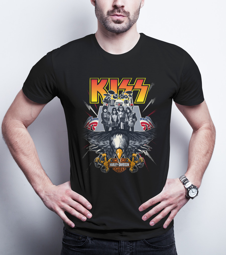 Kiss Harley Davidson Motorcycles American Eagle Band T-Shirt