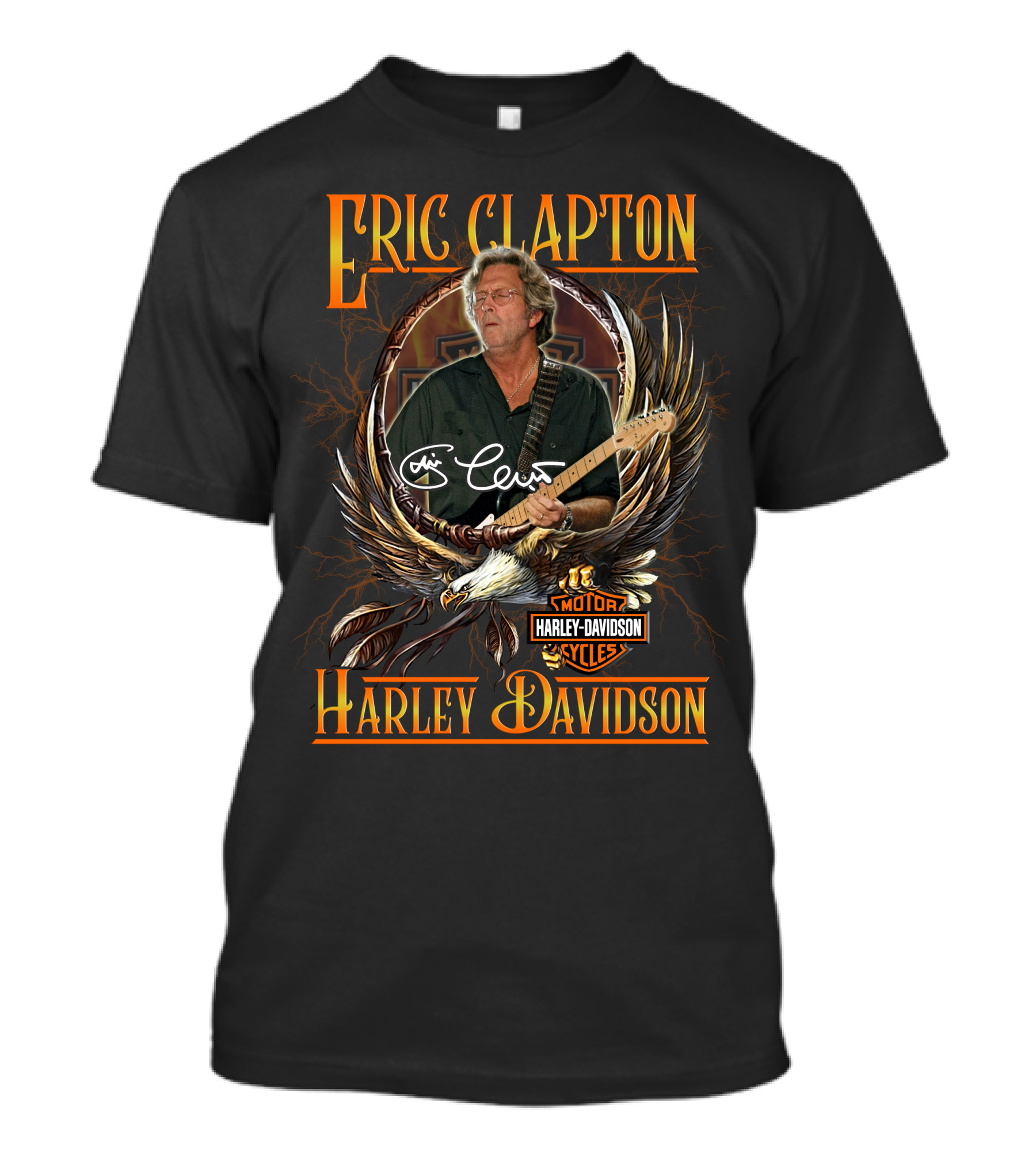 Eric Clapton Harley Davidson Motor Cycles Signature Eagle T-Shirt