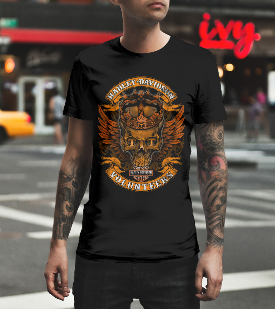 Harley Davidson King Skull Tennessee Volunteers T-Shirt