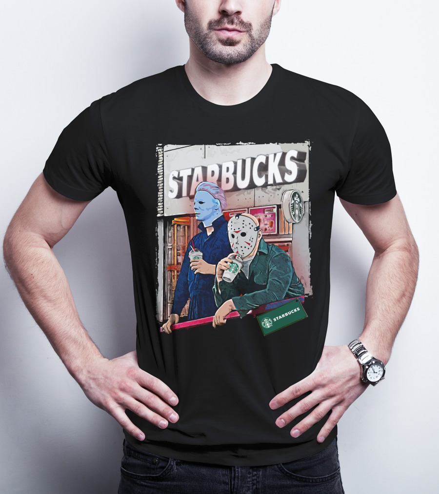 Starbucks Michael Myers Jason Voorhees Coffee Break T-Shirt