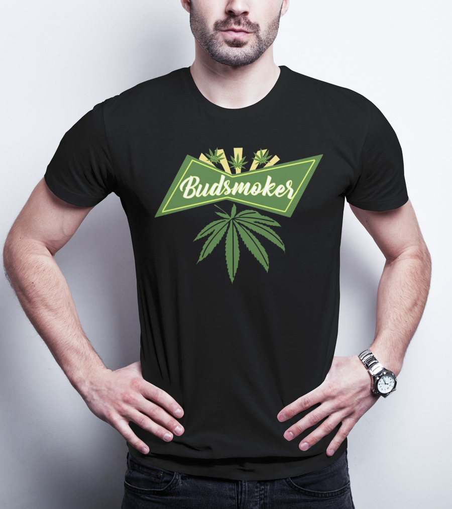 Budsmoker Cannabuds Green Leaf Banner T-Shirt