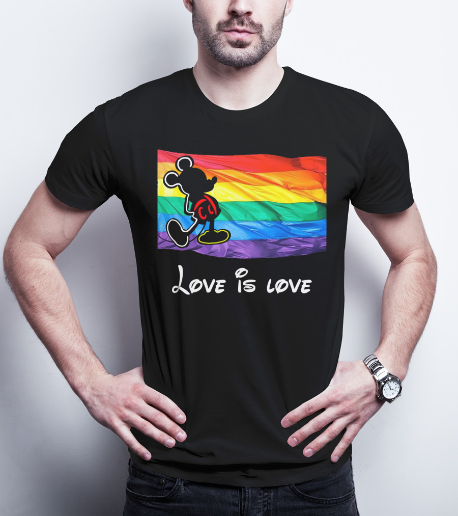Mickey Love Is Love Rainbow Flag T-Shirt