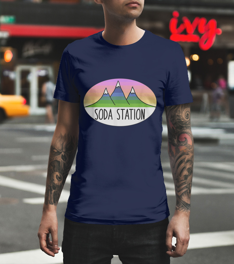 Retro Mountain Stripe Soda Station T-Shirt