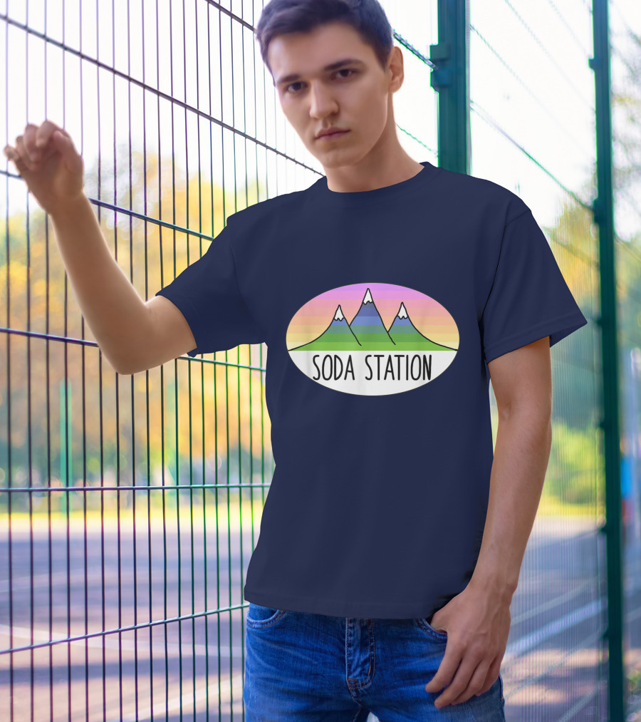 Retro Mountain Stripe Soda Station T-Shirt