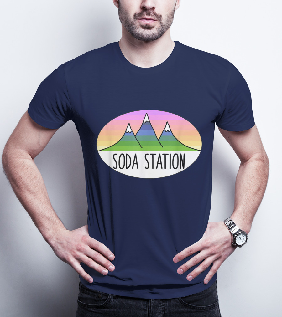 Retro Mountain Stripe Soda Station T-Shirt